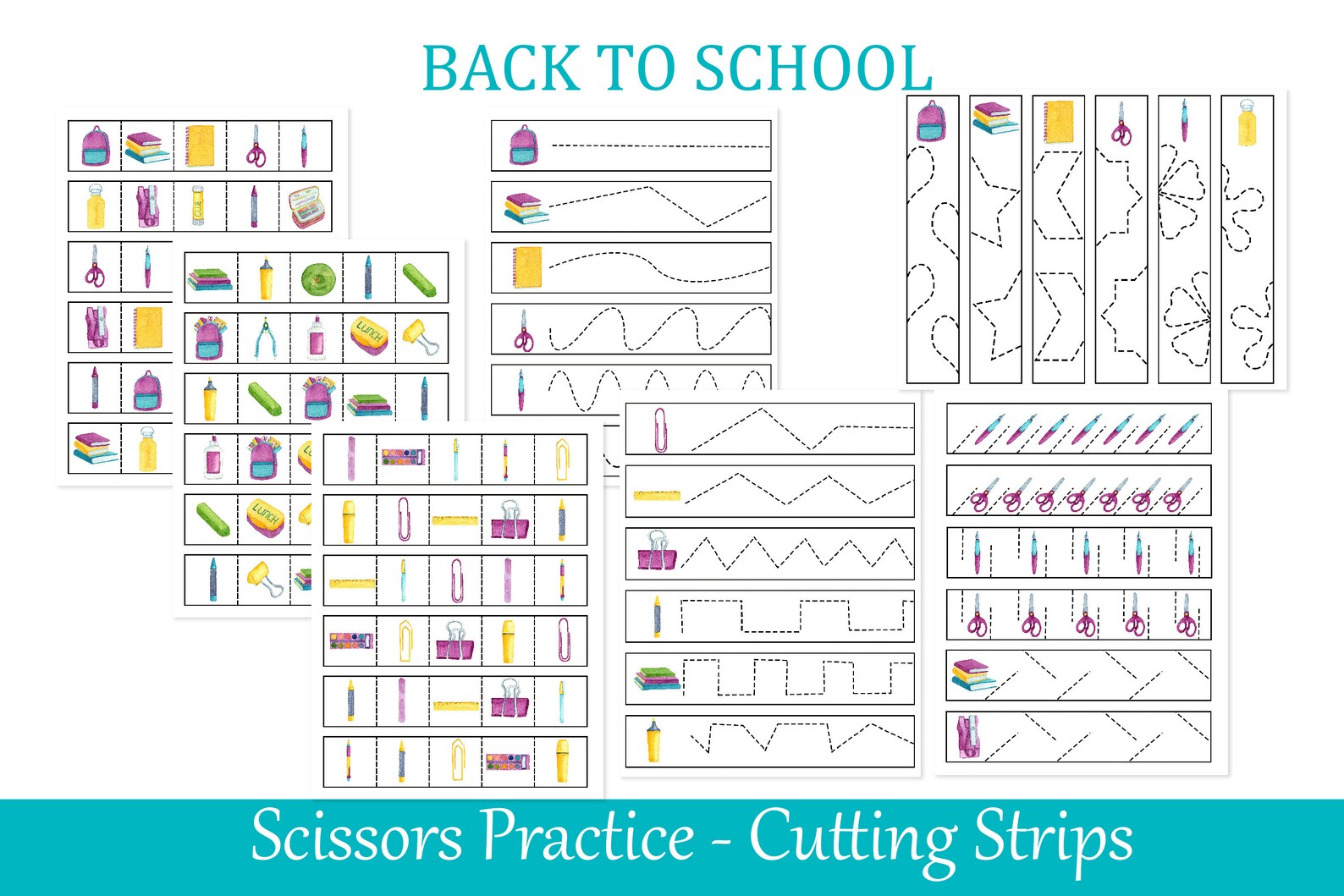 Scissors Cutting Practice Back to School, Cutting Strips for Fine Motor ...