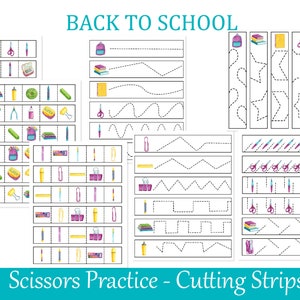 Scissors Cutting Practice Back to School, Cutting Strips for Fine Motor ...