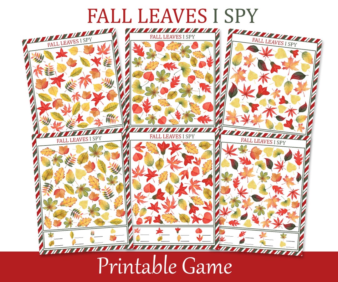 I Spy Fall Leaves Printable Game for Kids, Fall Preschool Party ...