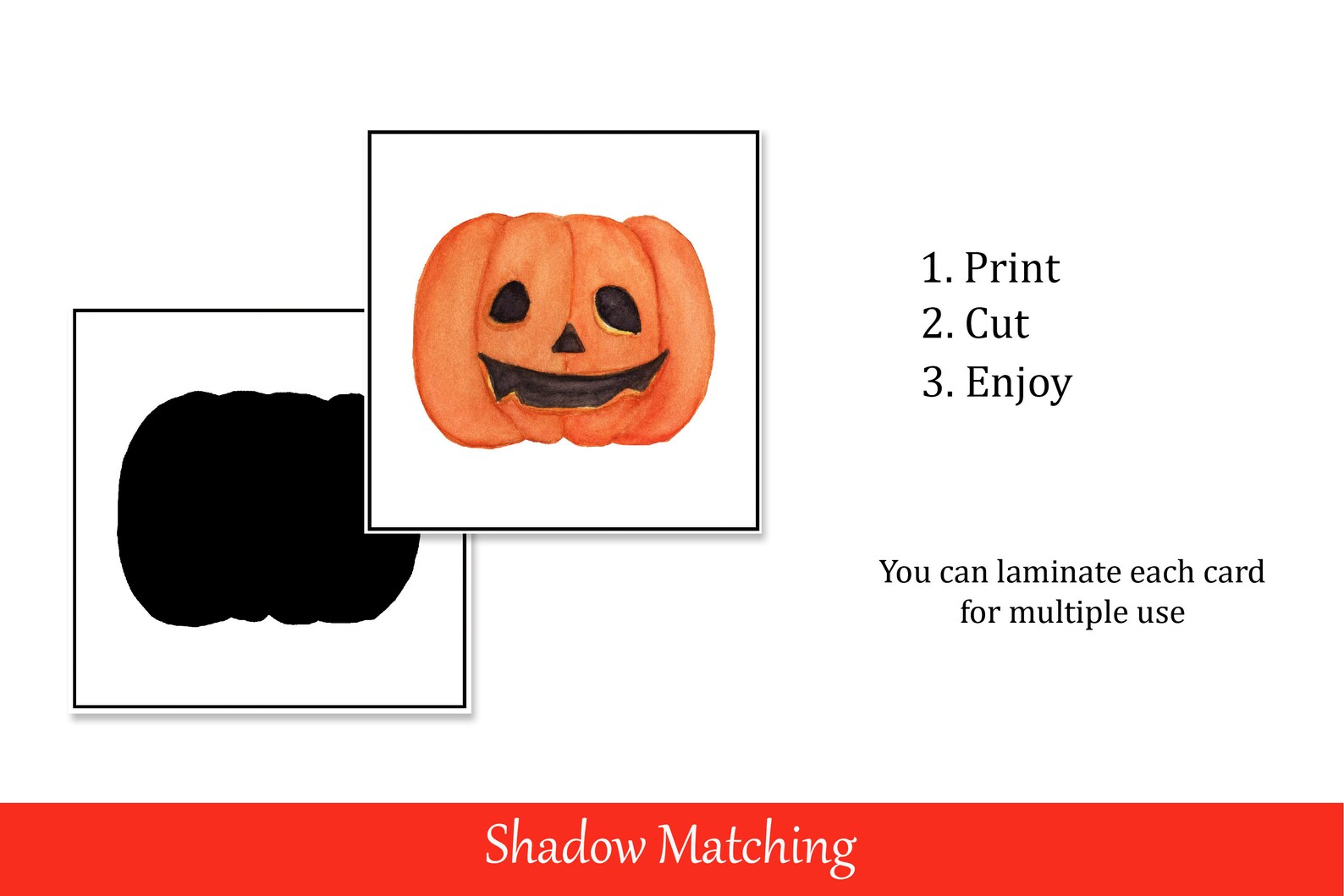 Halloween Shadow Matching Cards, Toddler Montessori Printable - Etsy