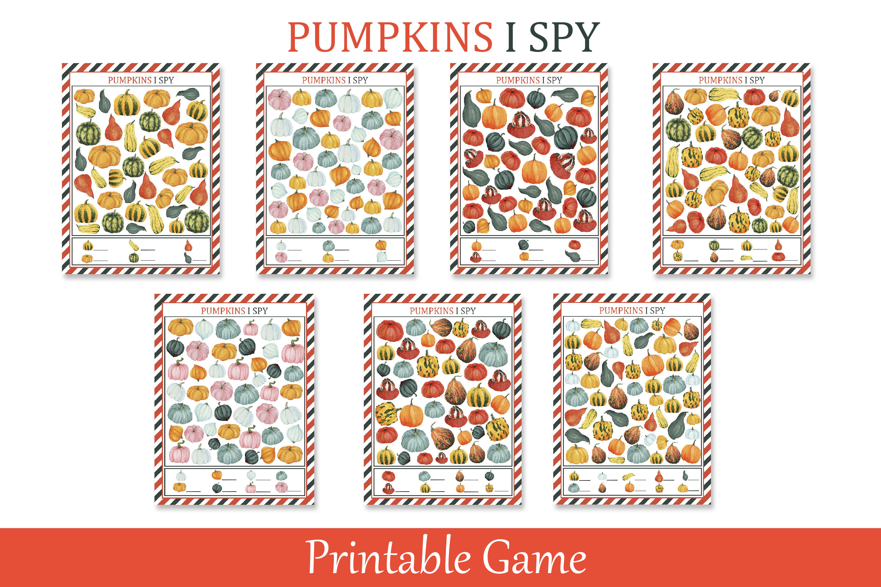 I Spy Pumpkins Printable Game for Kids, Fall Preschool Party Activity ...