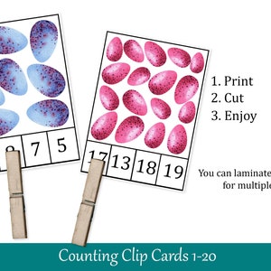 Easter Eggs Counting Clip Flashcards 1 - 20, Printable Spring Numbers ...