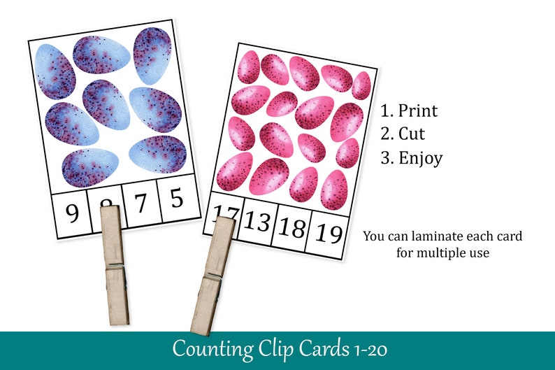 Easter Eggs Counting Clip Flashcards 1 20, Printable Spring Numbers ...