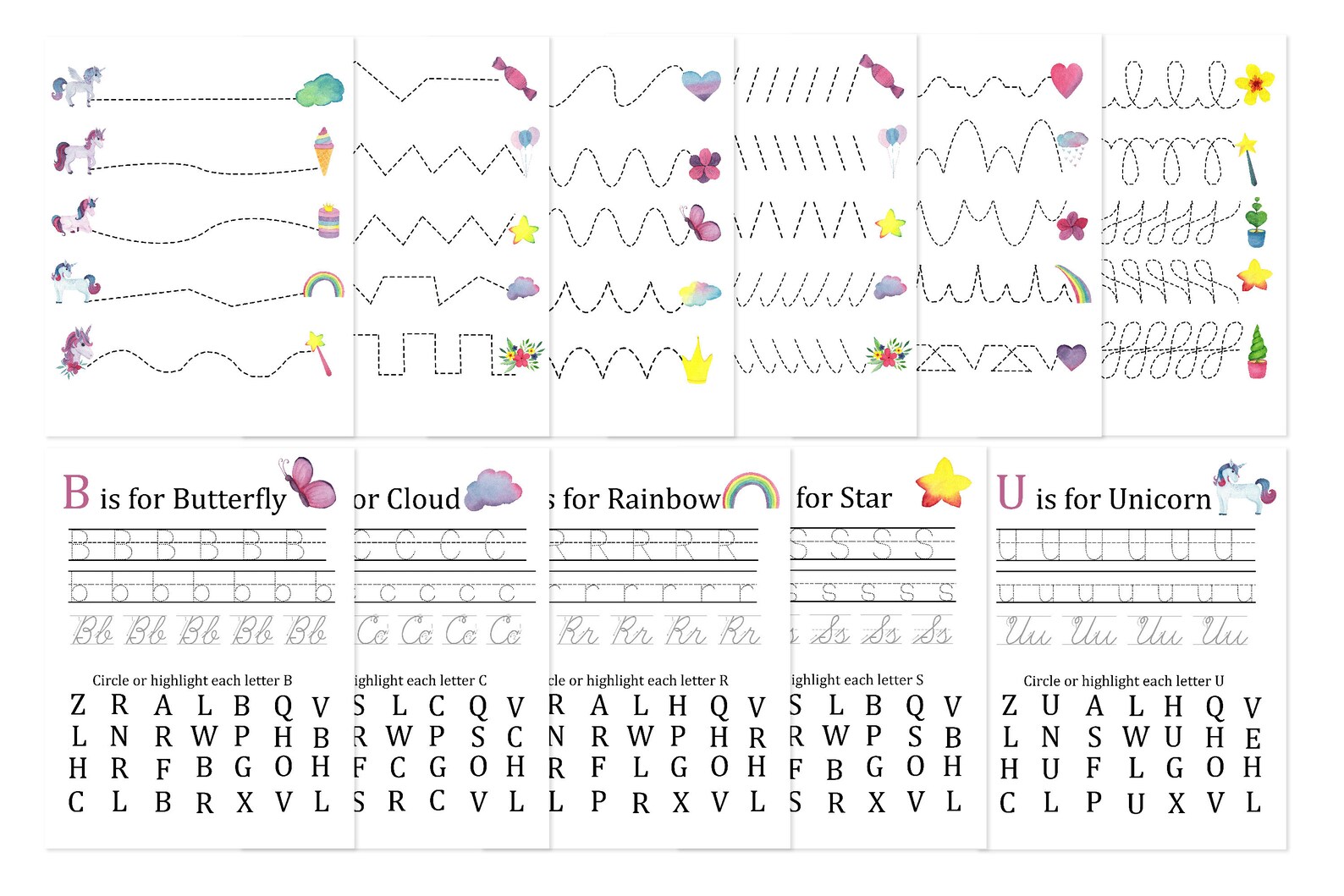 Unicorn Preschool Learning Pack, Worksheets, Montessori Materials, Math ...