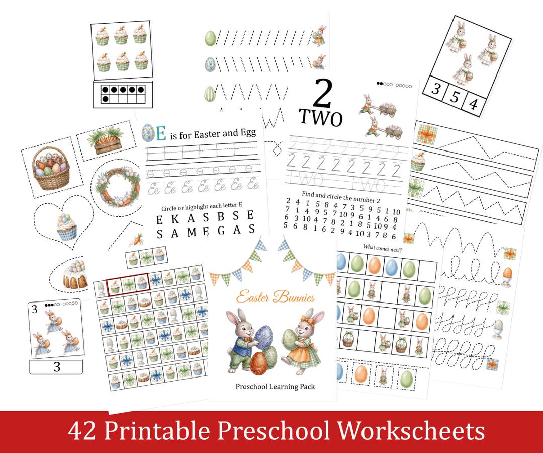 Easter Bunnies Preschool Learning Pack, Worksheets, Montessori ...