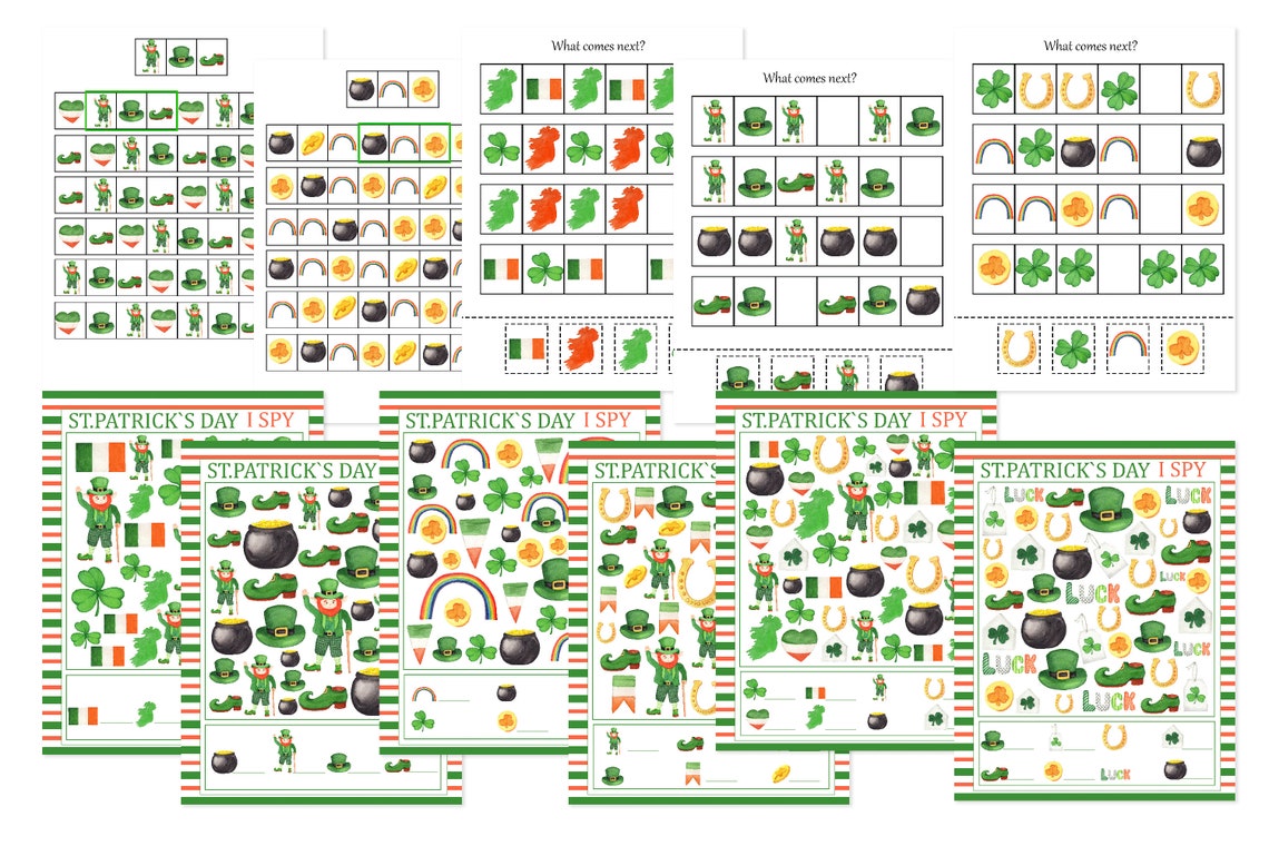 St Patricks Day Preschool Learning Pack Worksheets - Etsy