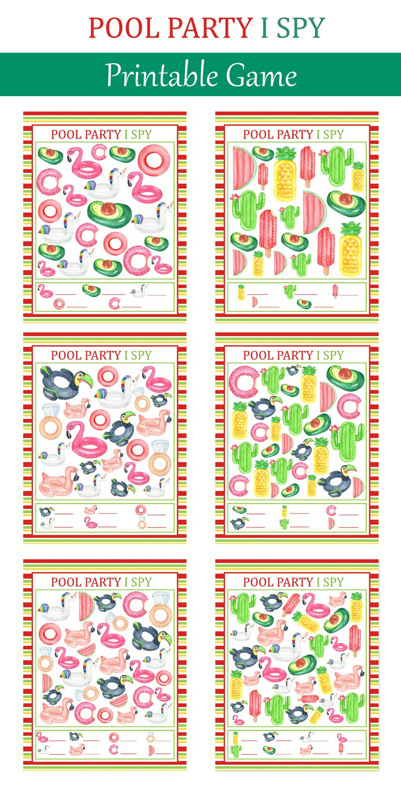 I Spy Pool Party, Summer Printable Game for Kids, Preschool Activity ...