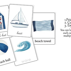 Summer Beach Flash Cards. Montessori 3 Part Cards. Nomenclature Cards ...