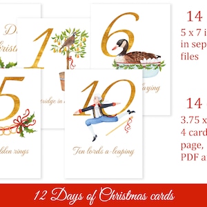 12 Days of Christmas Printable Cards, Nomenclature Cards, Printable ...