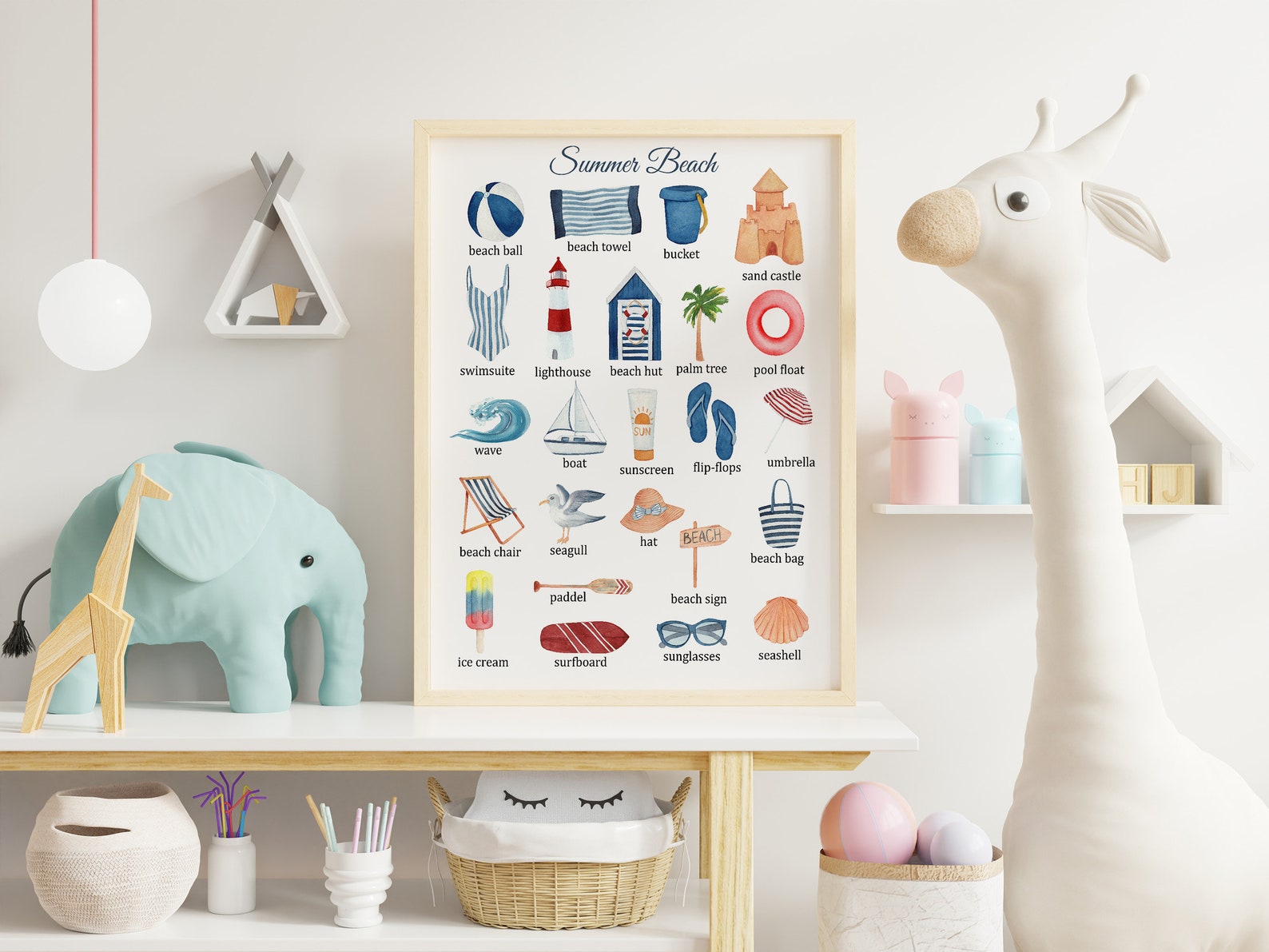 Summer Beach Montessori Poster, Educational Poster, Beach Printable ...