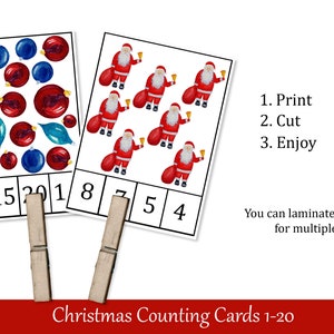 Christmas Count and Clip Cards. Printable Numbers Activity. Christmas ...