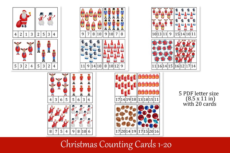 Christmas Count and Clip Cards. Printable Numbers Activity. Christmas ...