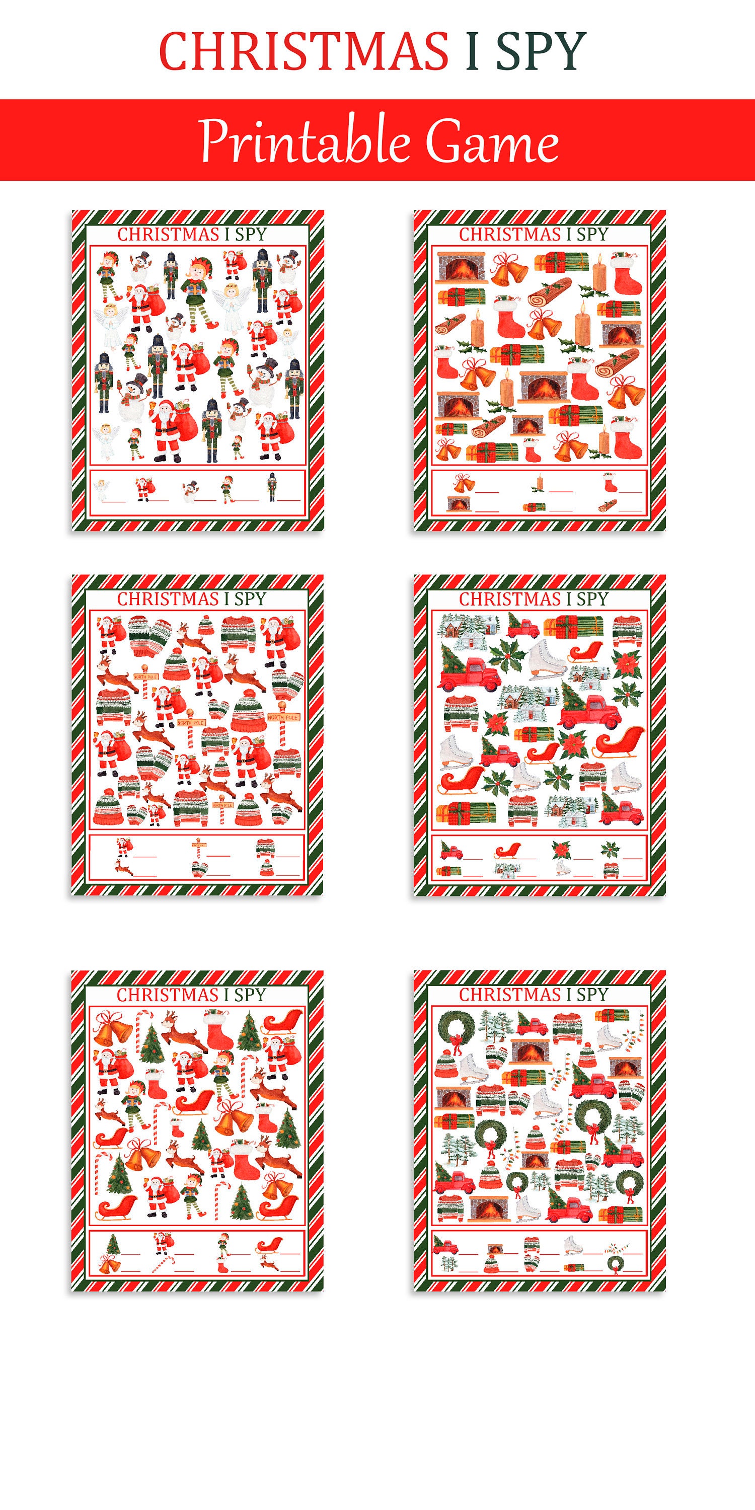 I Spy Christmas Printable Game for Kids, Winter Preschool Party ...