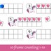 Unicorns Ten Frame Counting Flashcards, Montessori Math Worksheets for ...