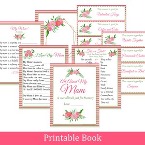 All About My Mom Questionnaire, Printable Coupon Book, Mothers Day DIY ...