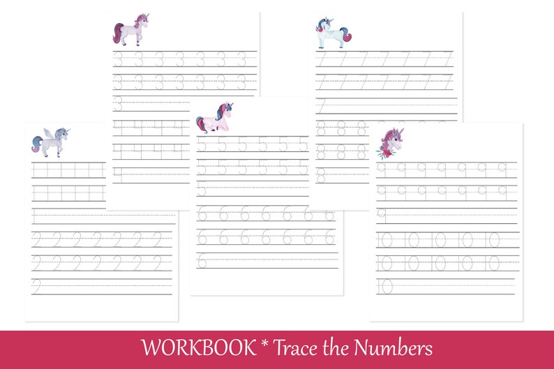 Numbers Writing Practice, Unicorns Tracing Worksheets, Preschool ...