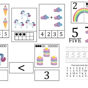 Unicorn Preschool Learning Pack, Worksheets, Montessori Materials, Math ...