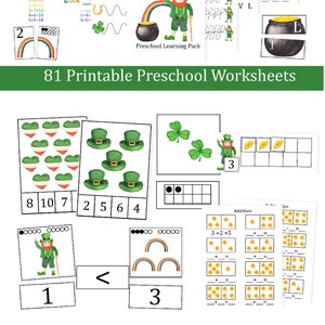 St Patricks Day Preschool Learning Pack, Worksheets, Montessori ...