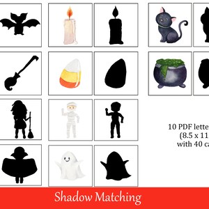 Halloween Shadow Matching Cards, Toddler Montessori Printable - Etsy