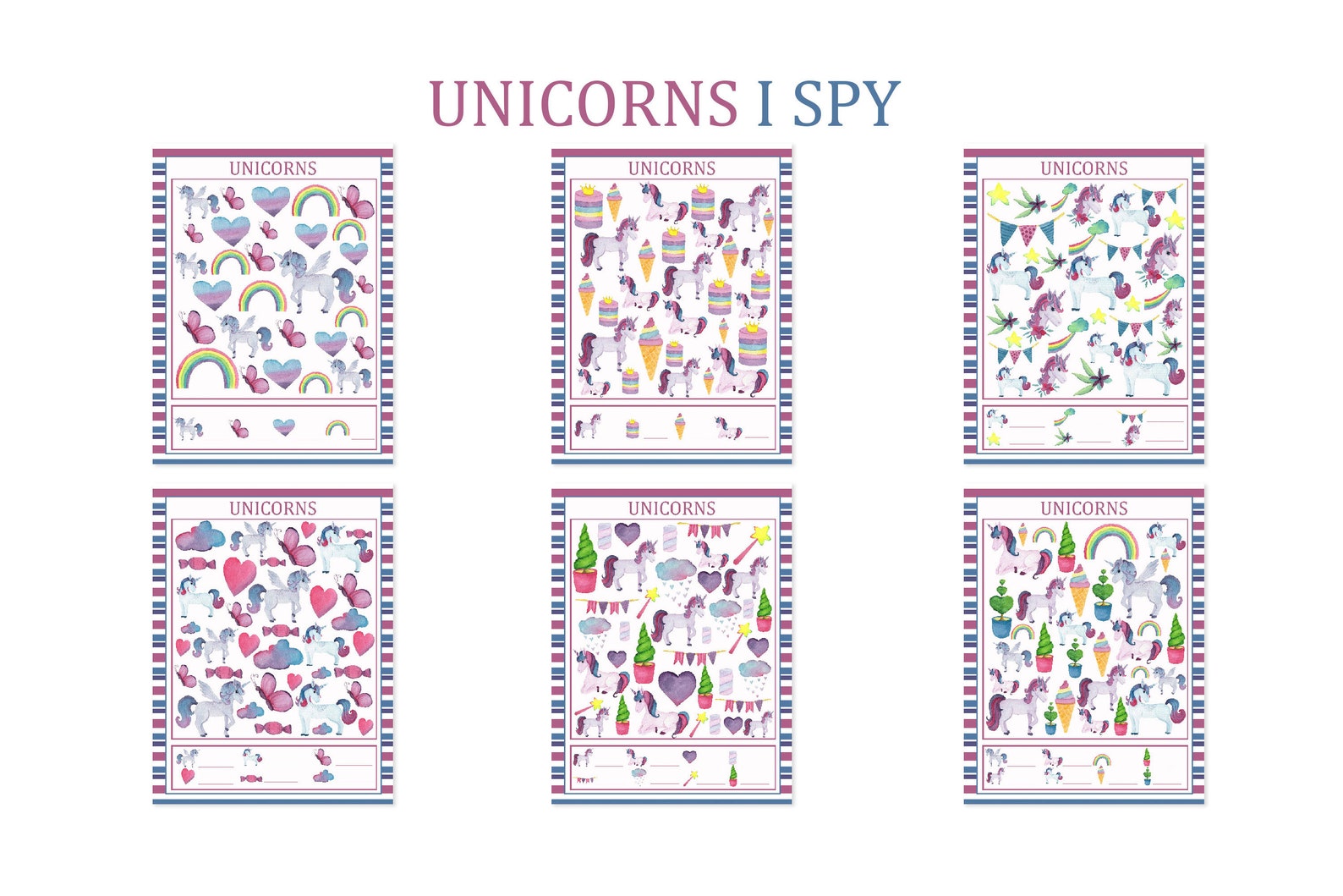 Unicorn Preschool Learning Pack, Worksheets, Montessori Materials, Math ...