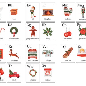 Christmas Alphabet Cards, ABC Preschool Flash Cards, Printable ...