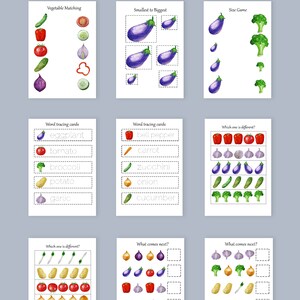 Vegetables Preschool Worksheets. Toddlers Activity Book. Montessori ...
