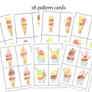 Ice Cream Printable Matching Game. Pattern Cards. Toddler Activity. - Etsy