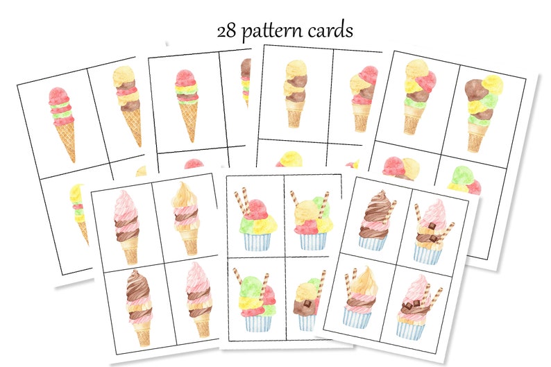 Ice Cream Printable Matching Game. Pattern Cards. Toddler Activity. - Etsy
