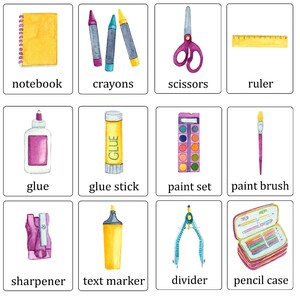 School Supplies Montessori Three Part Cards. Back to School ...