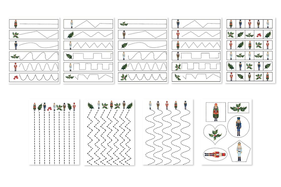 Christmas Scissors Cutting Practice Bundle. Printable Worksheets for ...