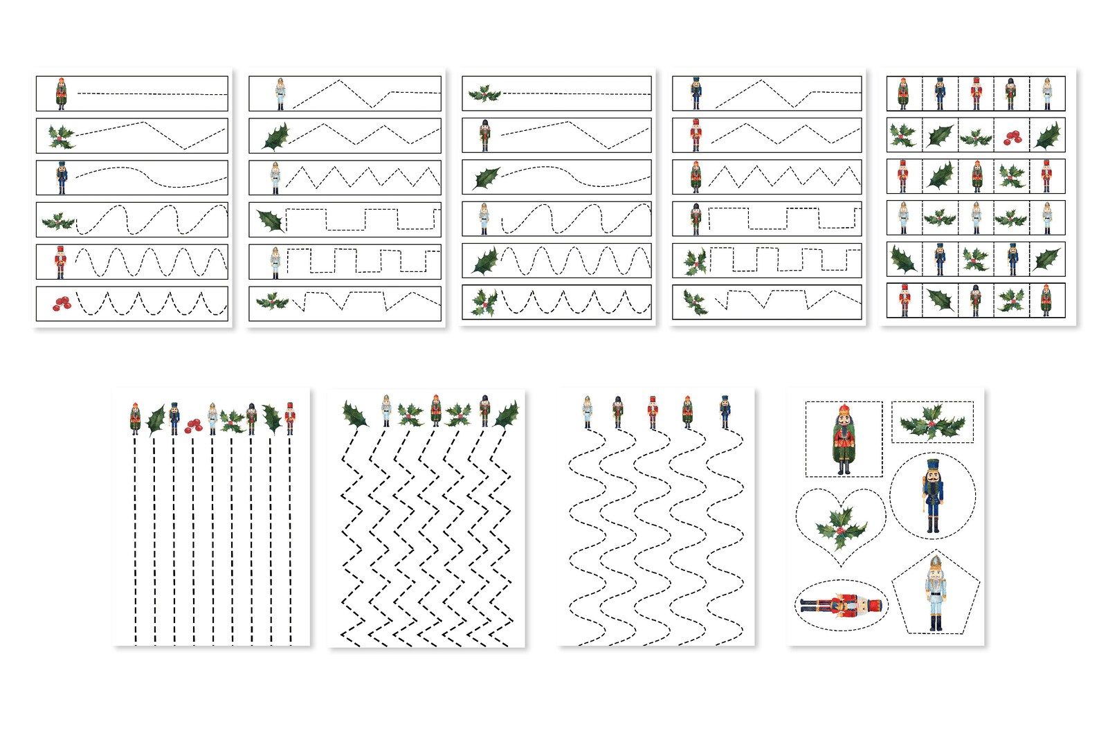 Christmas Scissors Cutting Practice Bundle. Printable Worksheets for ...
