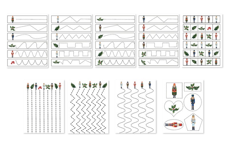 Christmas Scissors Cutting Practice Bundle. Printable Worksheets for ...