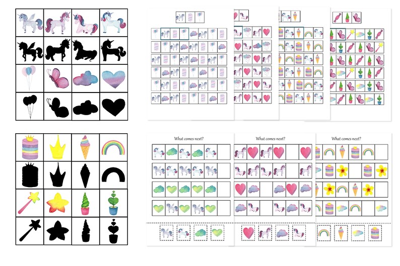 Unicorn Preschool Learning Pack, Worksheets, Montessori Materials, Math ...