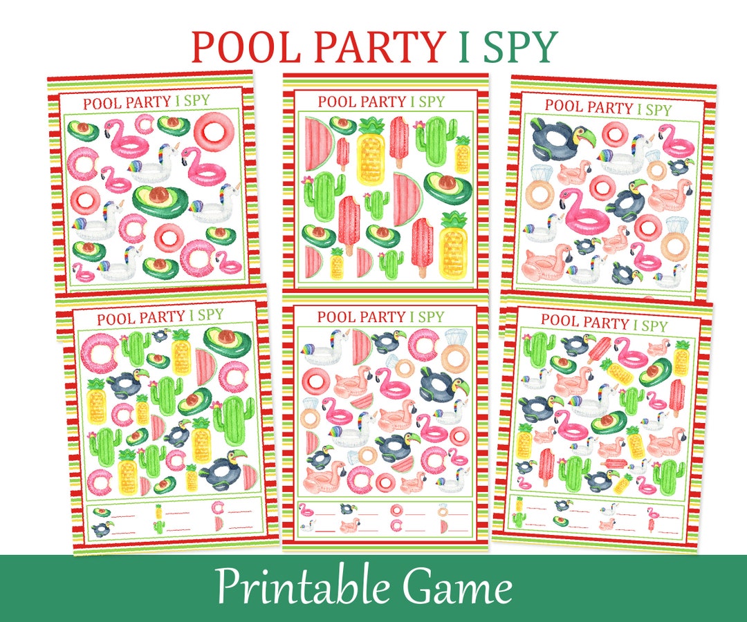 I Spy Pool Party, Summer Printable Game for Kids, Preschool Activity ...