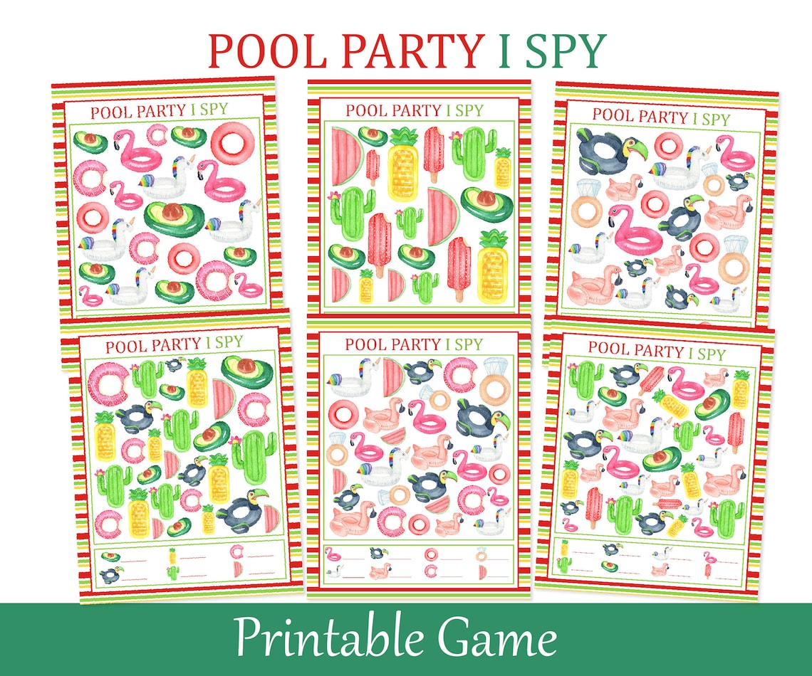 I Spy Pool Party, Summer Printable Game for Kids, Preschool Activity ...