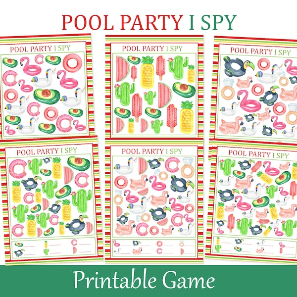 I Spy Pool Party, Summer Printable Game for Kids, Preschool Activity ...