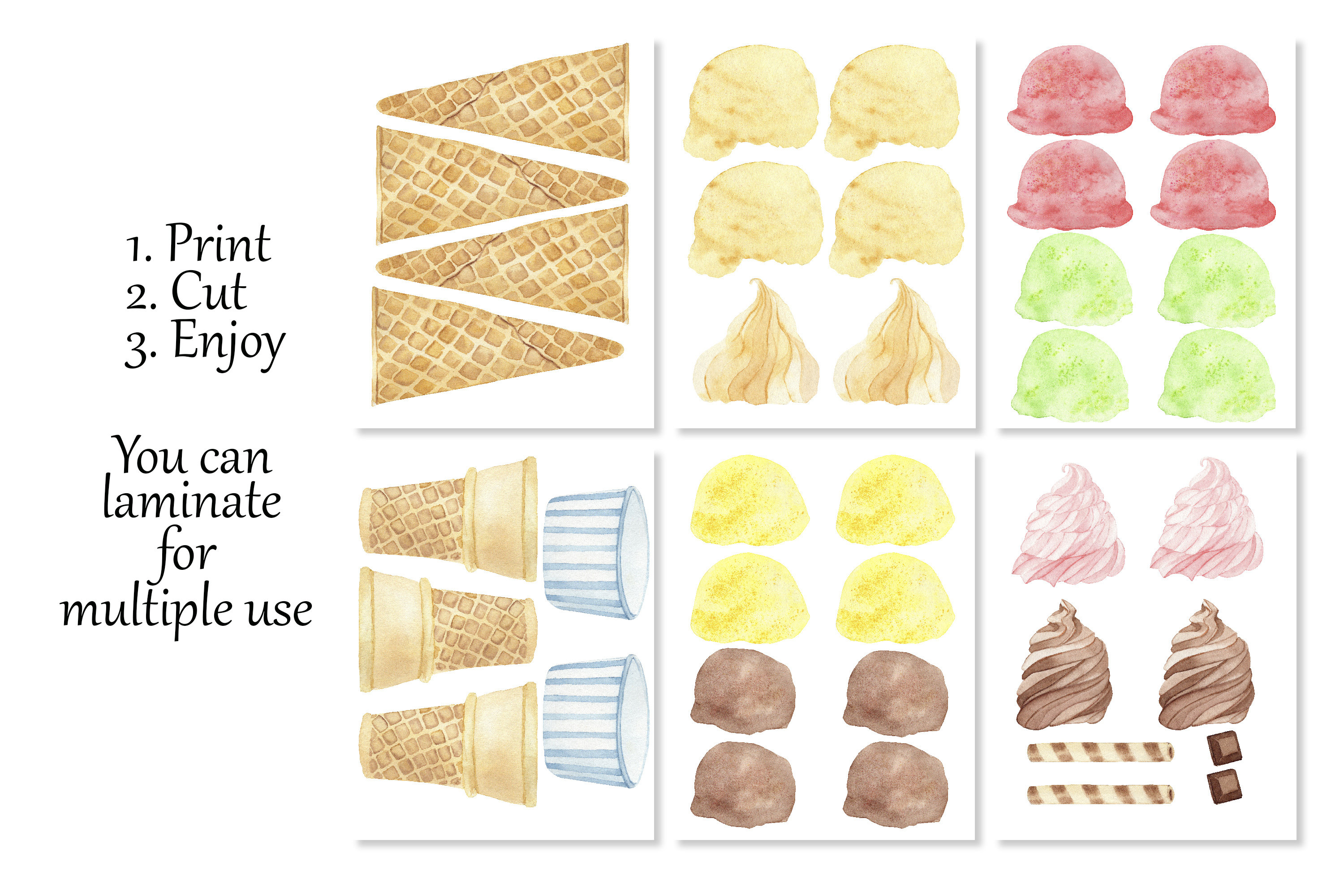 Ice Cream Printable Matching Game. Pattern Cards. Toddler Activity. - Etsy