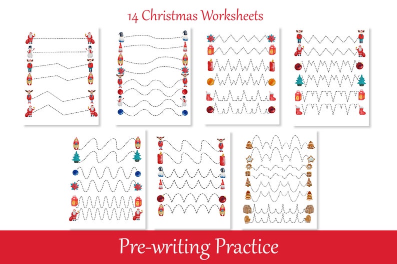 Handwriting Practice Preschool Worksheets, Christmas Tracing Printables ...