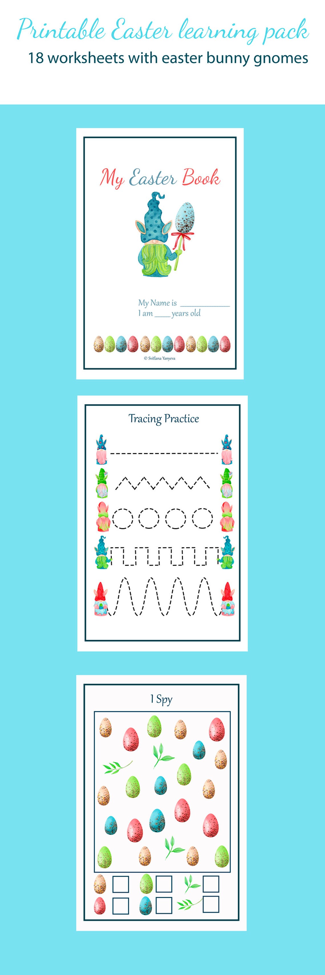 Easter Busy Book PDF. Easter Gnomes Preschool Printables - Etsy