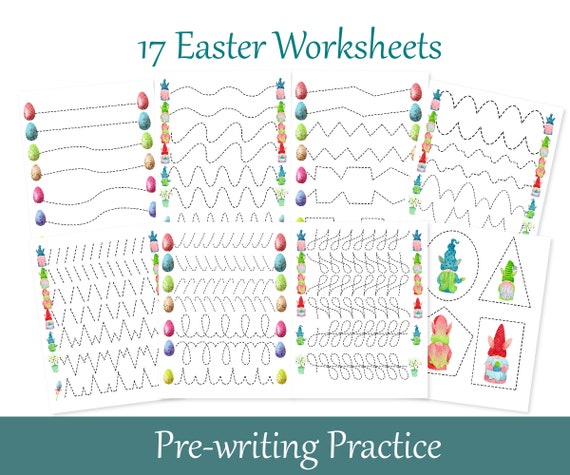 Handwriting Practice Preschool Worksheets Easter Tracing - Etsy