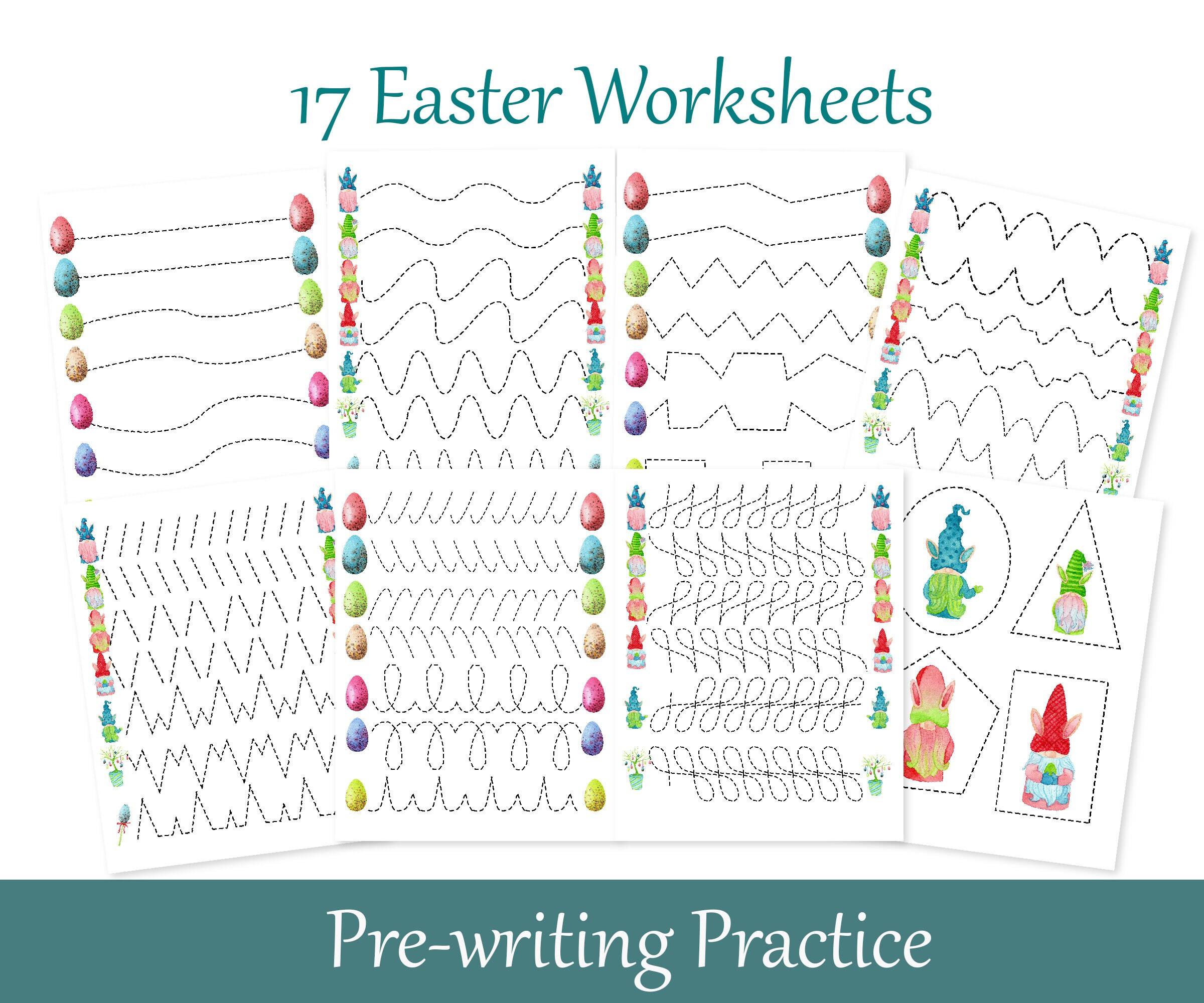 Handwriting Practice Preschool Worksheets Easter Tracing - Etsy