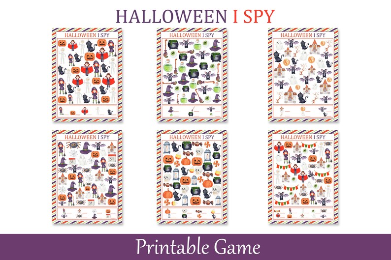I Spy Halloween Printable Game for Kids, Fall Preschool Party Activity ...