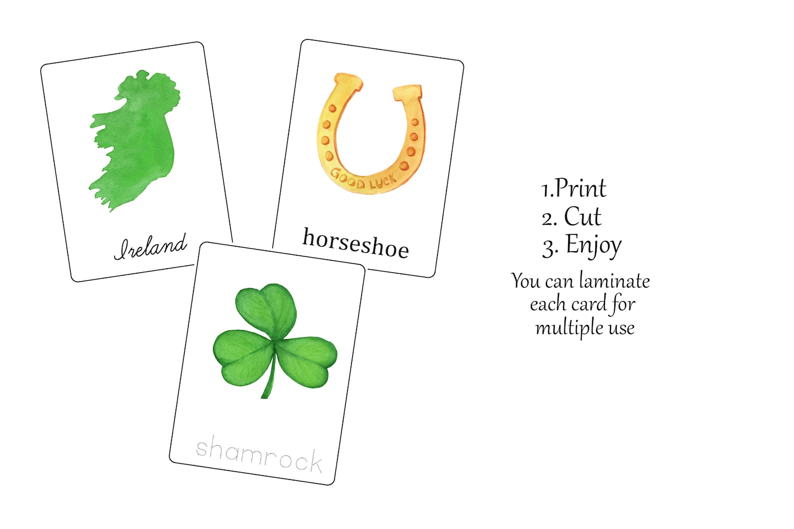 St. Patricks Day Montessori Three Part Cards. Ireland Nomenclature ...
