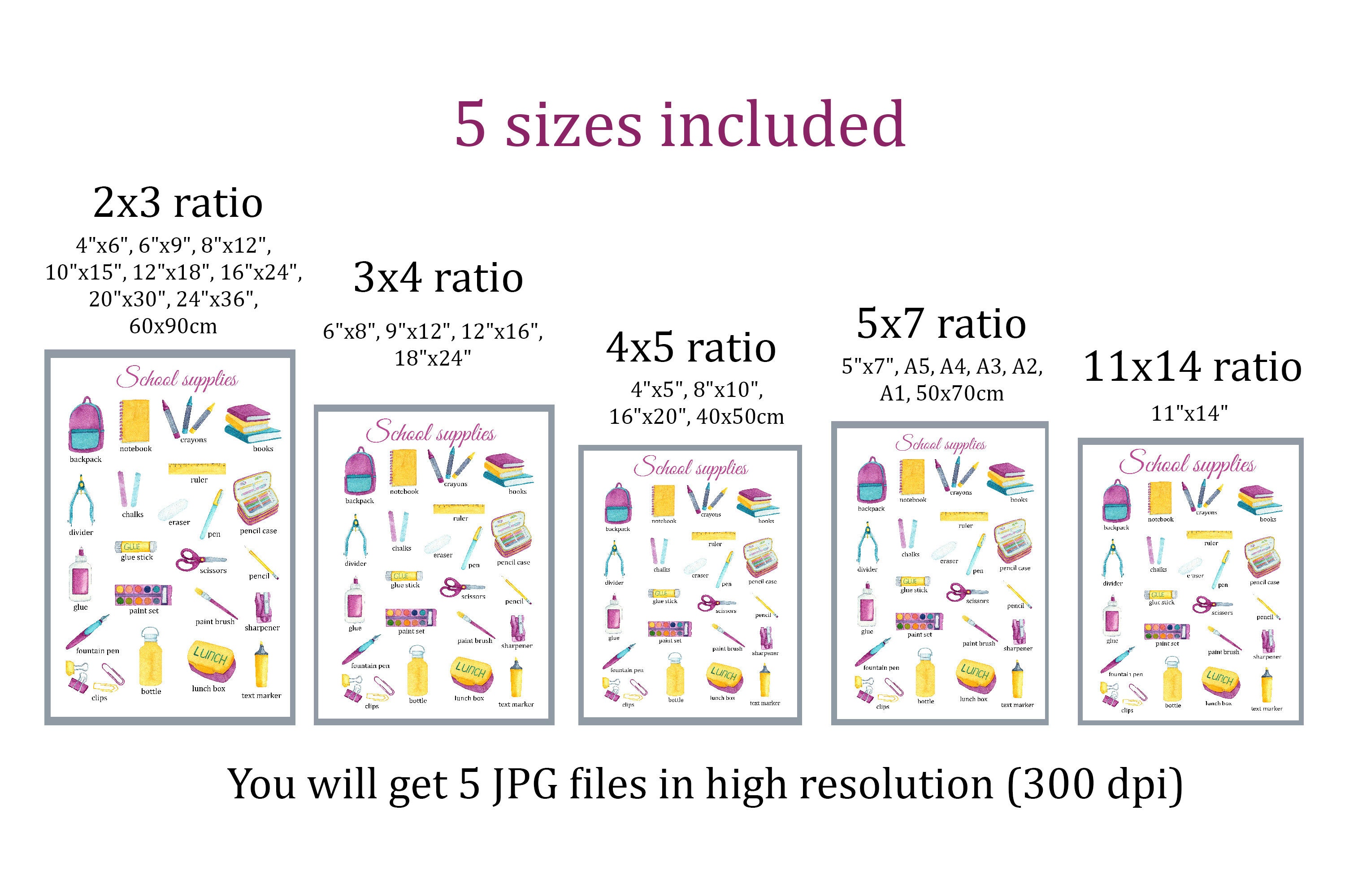 Back to School Montessori Poster, School Supplies Educational Poster ...