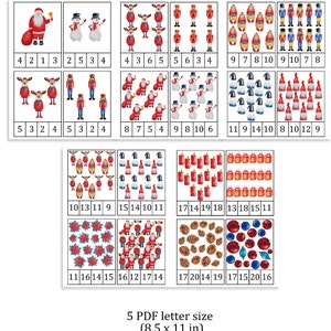 Christmas Count and Clip Cards. Printable Numbers Activity. Christmas ...