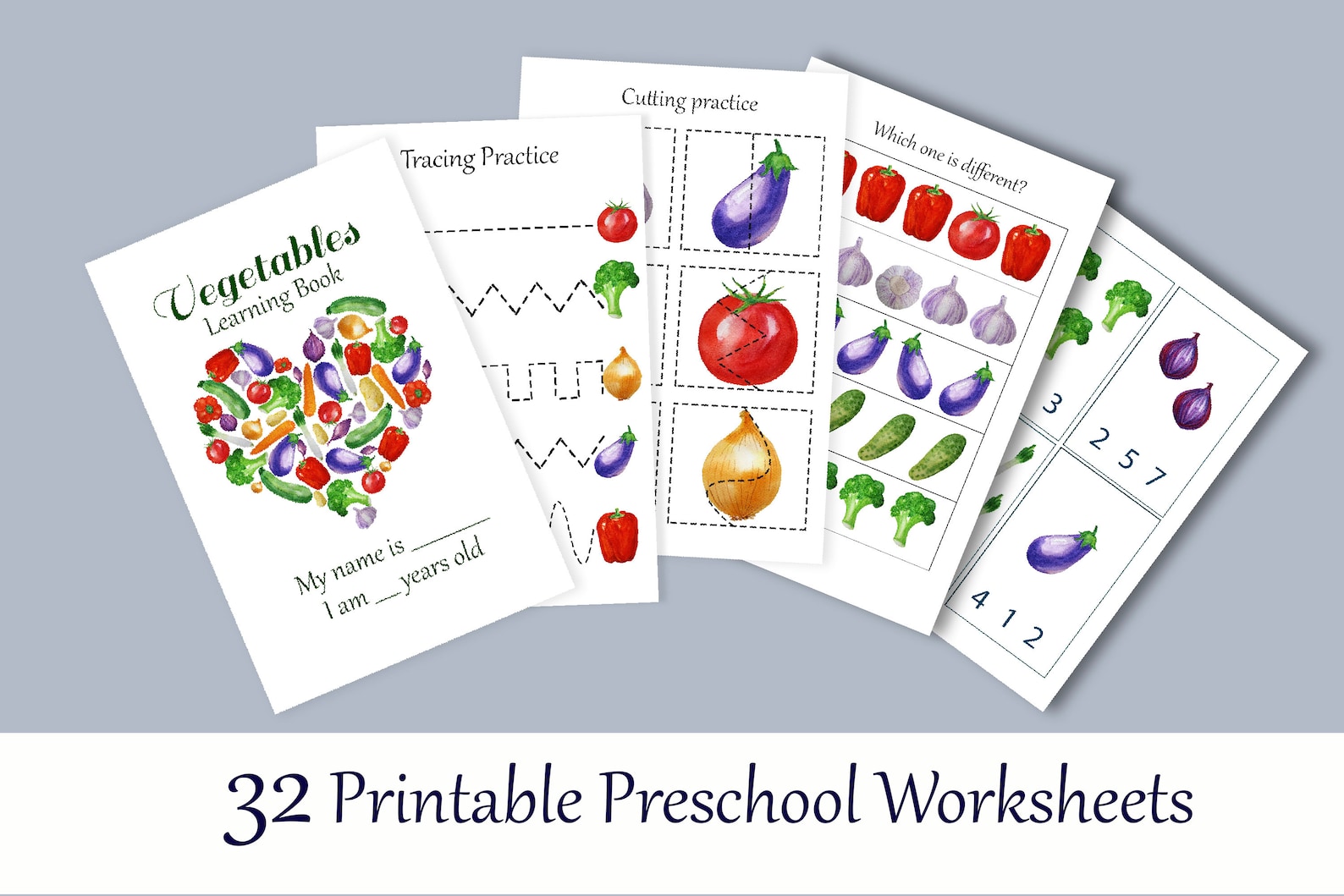 Vegetables Preschool Worksheets. Toddlers Activity Book. Montessori ...