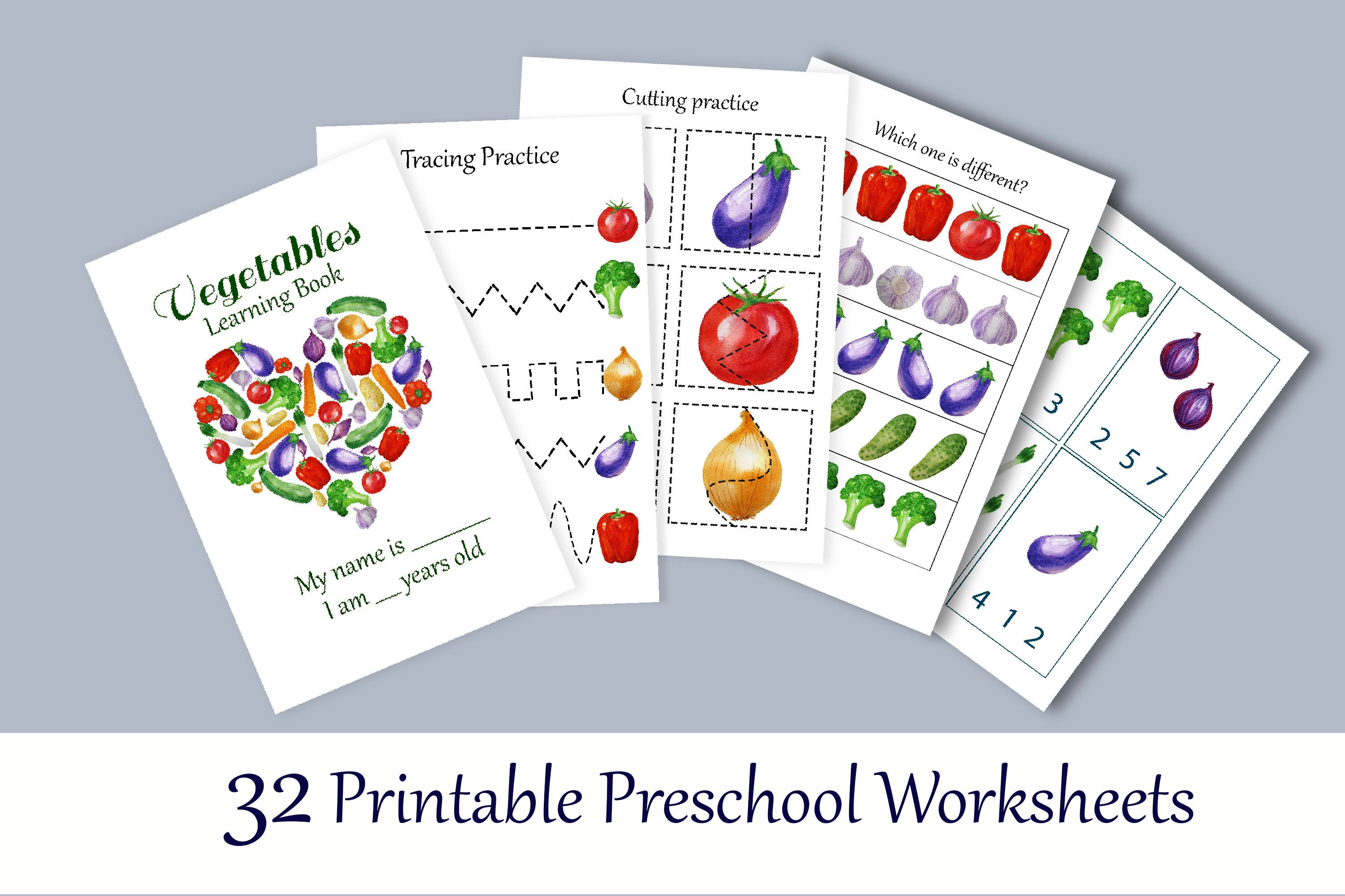Vegetables Preschool Worksheets. Toddlers Activity Book. Montessori ...
