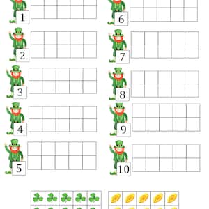 St. Patricks Day Ten Frame Counting Flashcards, Montessori Math ...
