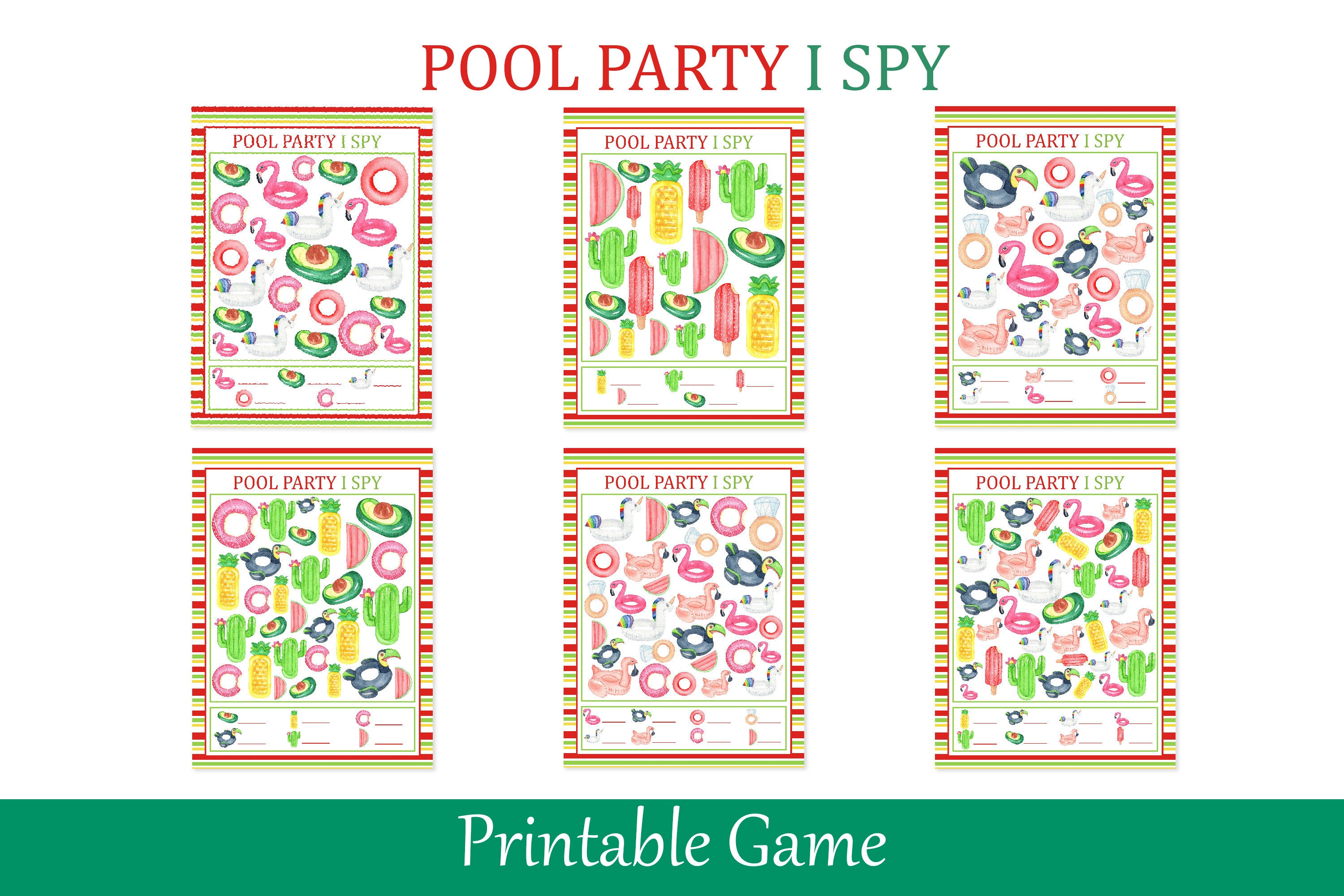 I Spy Pool Party, Summer Printable Game for Kids, Preschool Activity ...