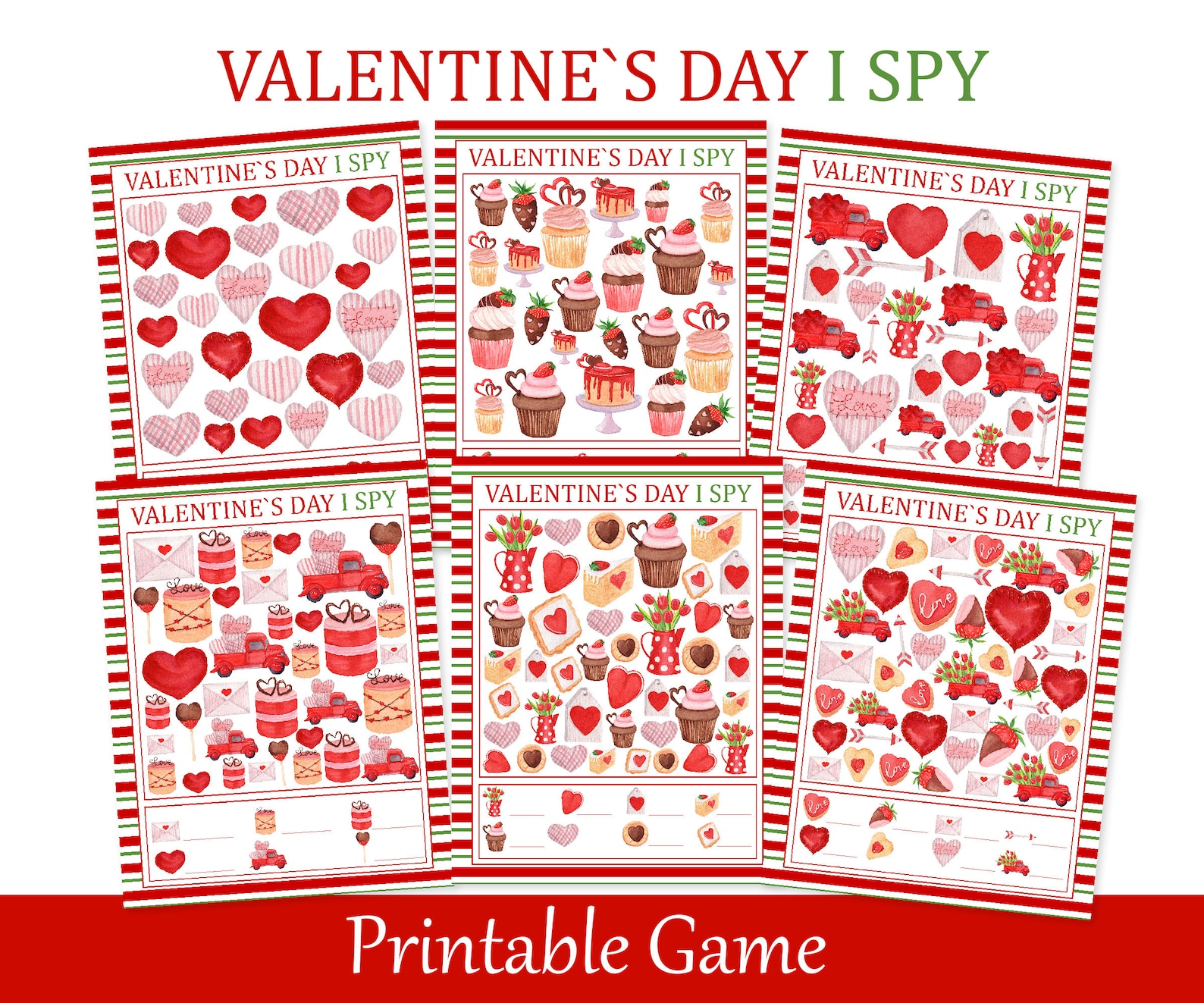 I Spy Valentines Day, Printable Game for Kids, Preschool Activity ...
